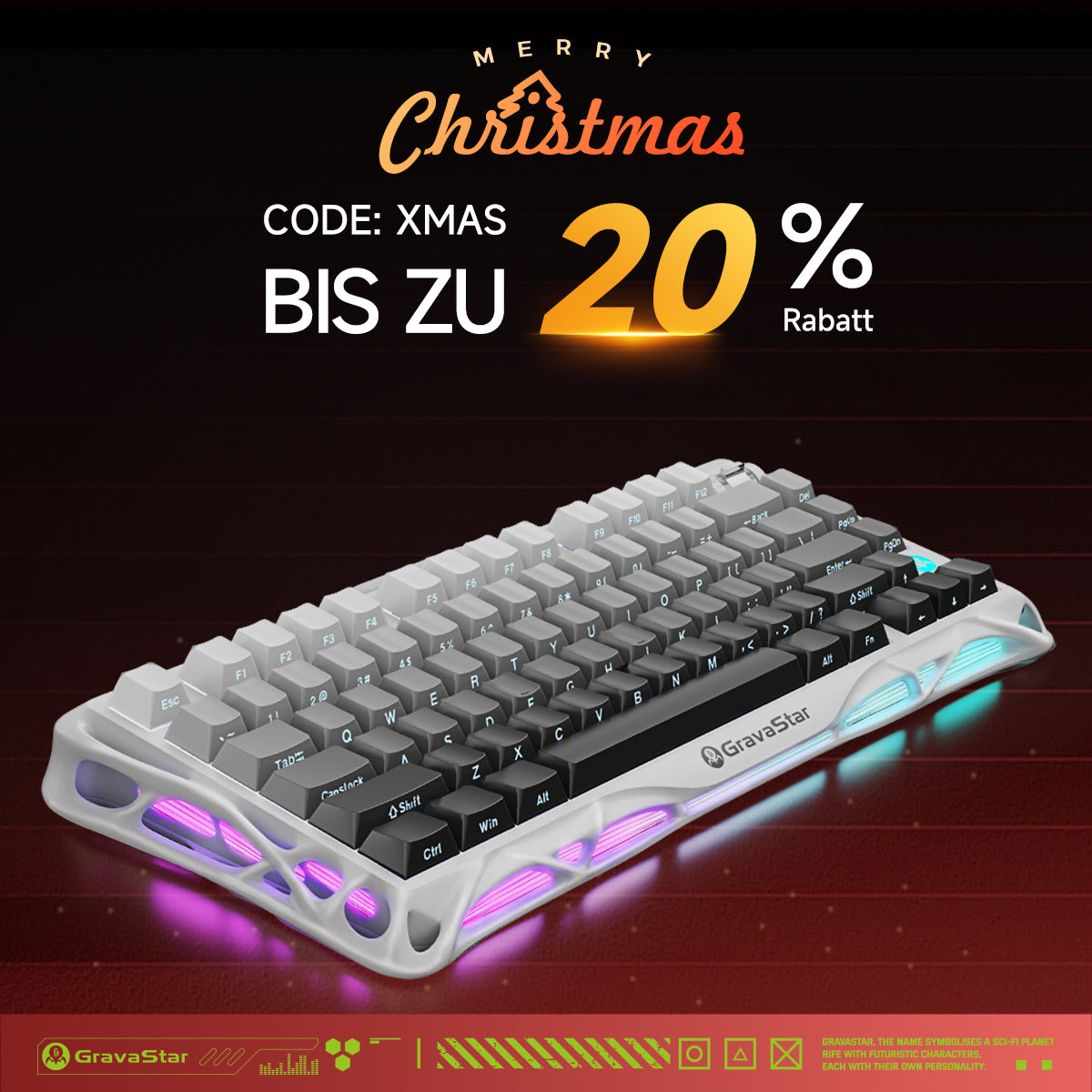 Mercury K1 Gaming Keyboard Gradient White | 75% Mechanical RGB Gradient ...